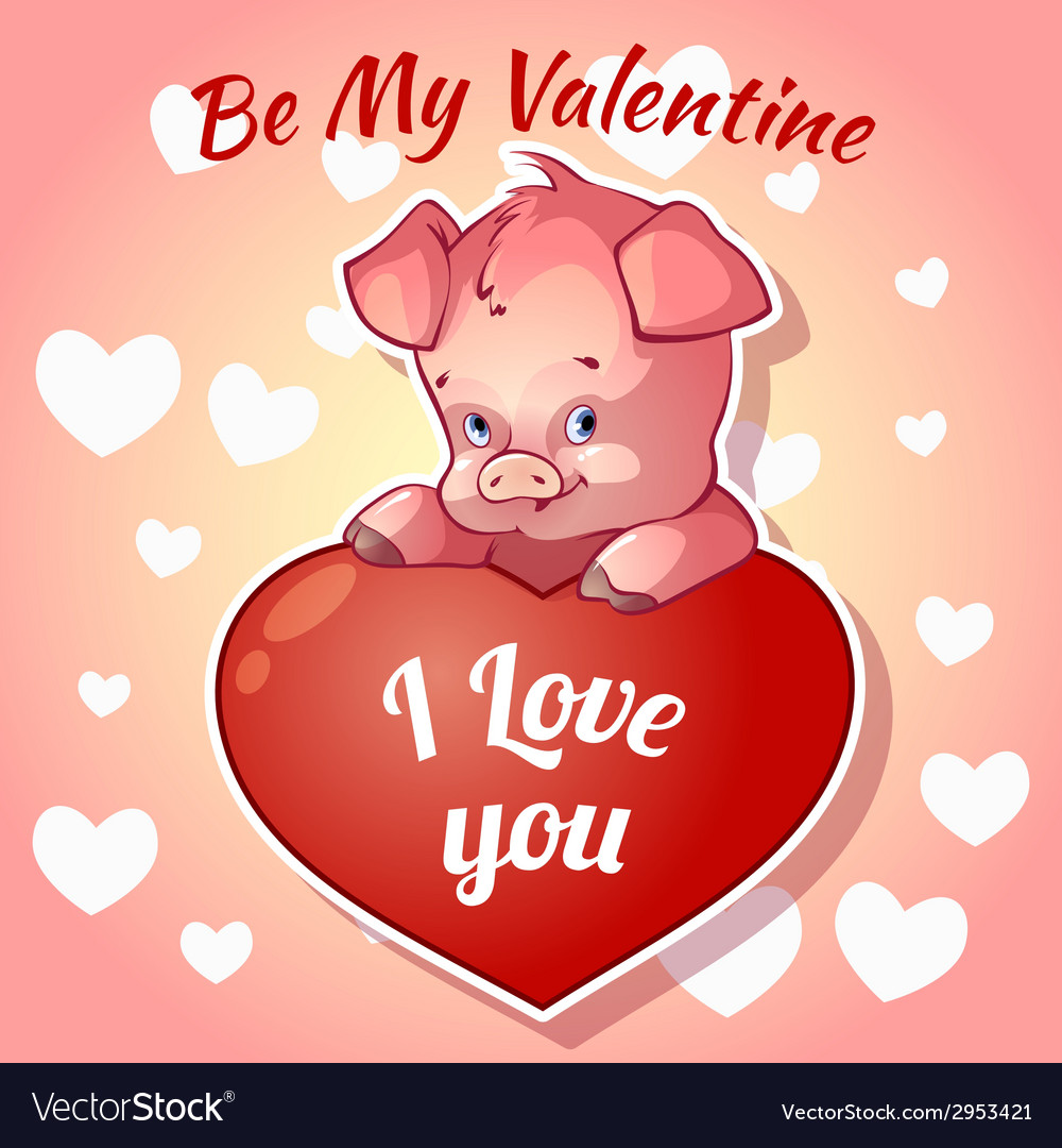 Cute piggy for Valentines Day Royalty Free Vector Image