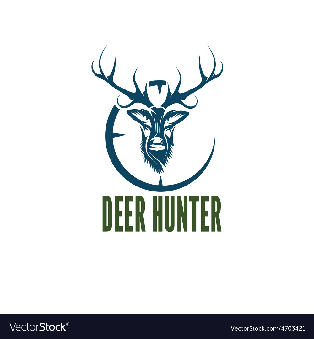 Deer hunter design template Royalty Free Vector Image