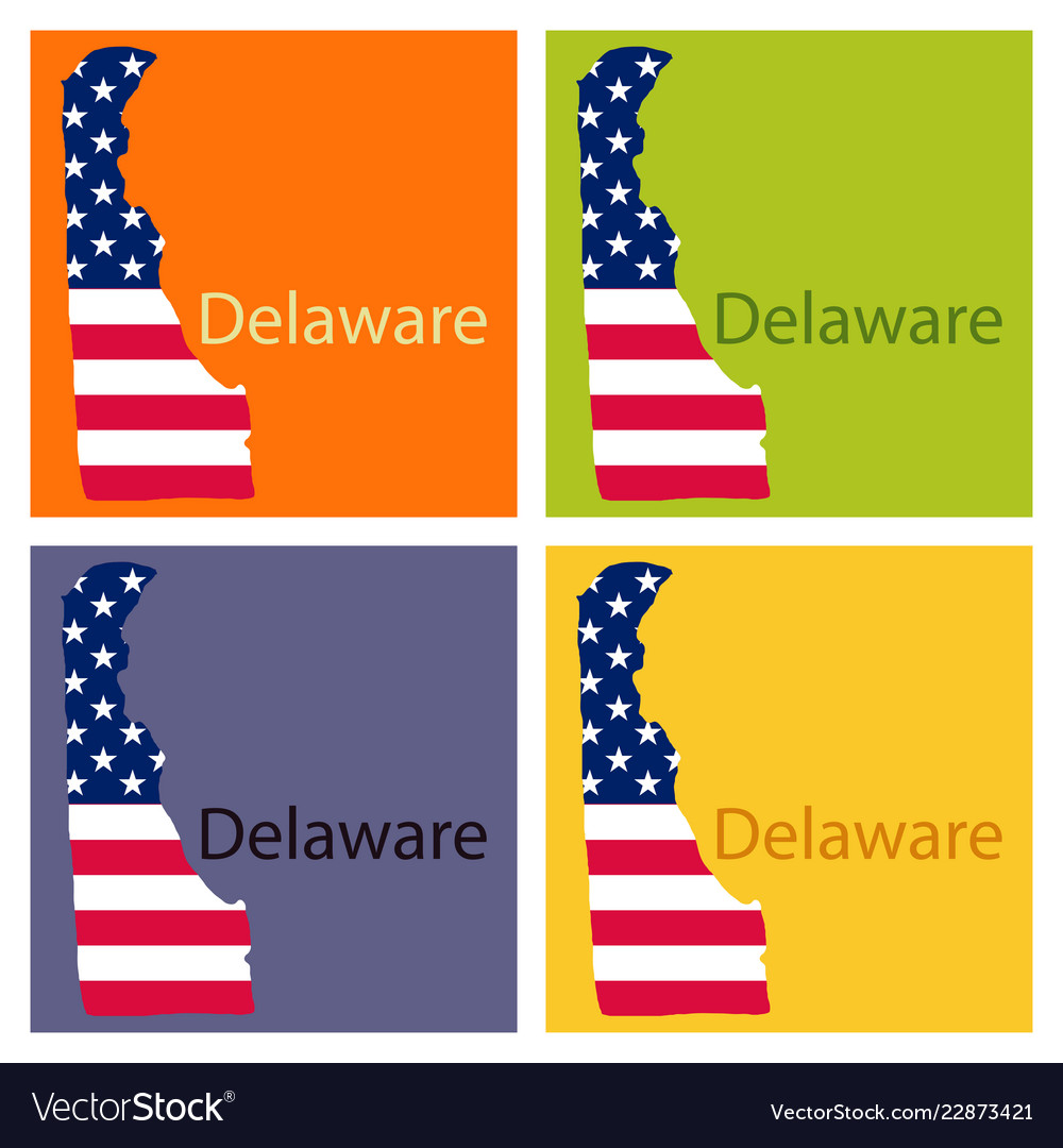 Delaware state of america with map flag print Vector Image