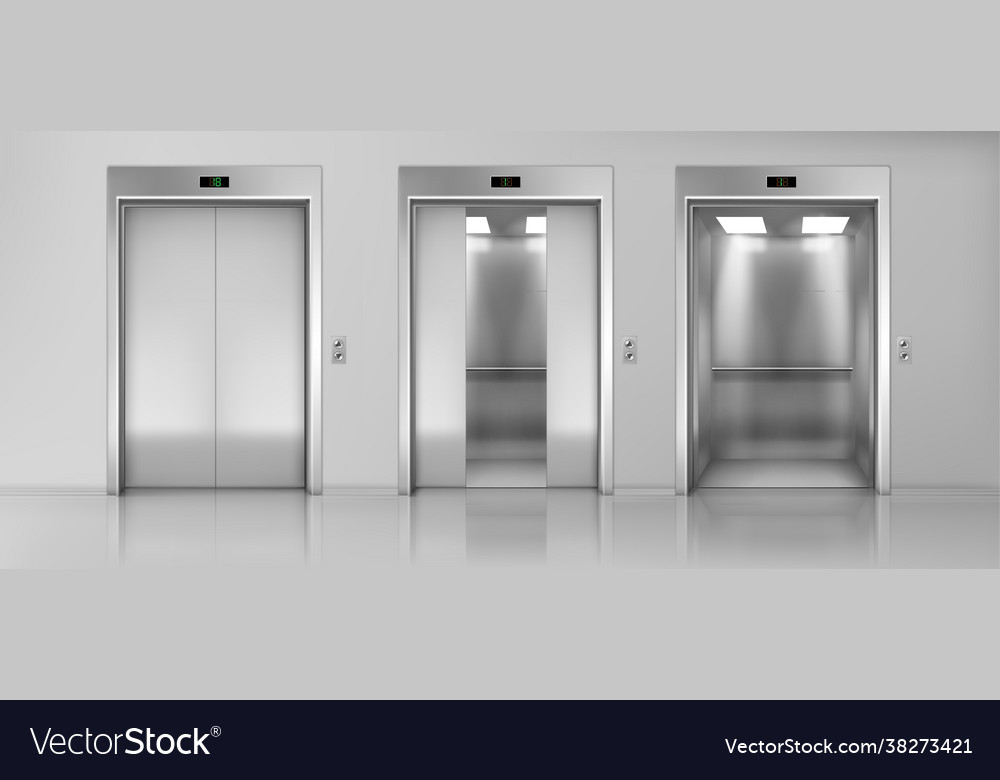 Elevators empty cabins on floor realistic Vector Image
