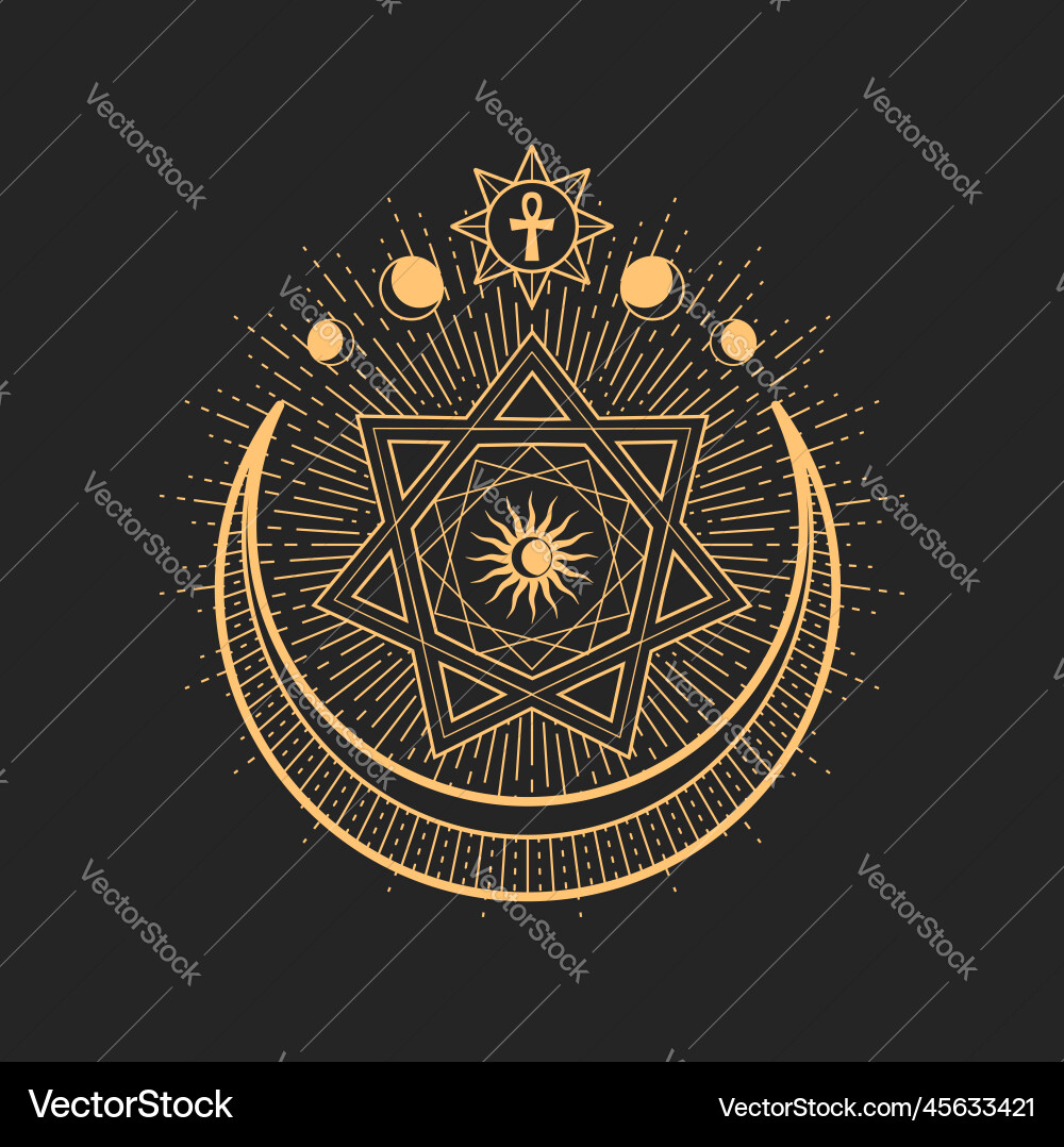 Esoteric occult symbol tarot sign with crescent Vector Image