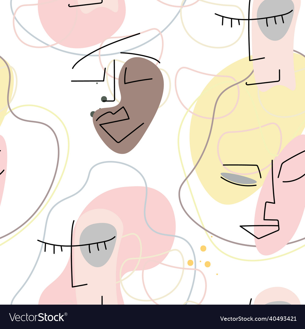Face line pattern abstract drawing seamless print Vector Image
