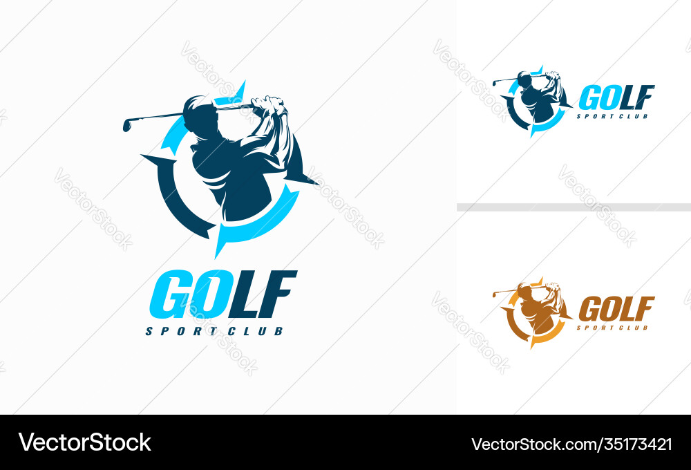 Fast golf logo designs golf sport silhouette logo Vector Image