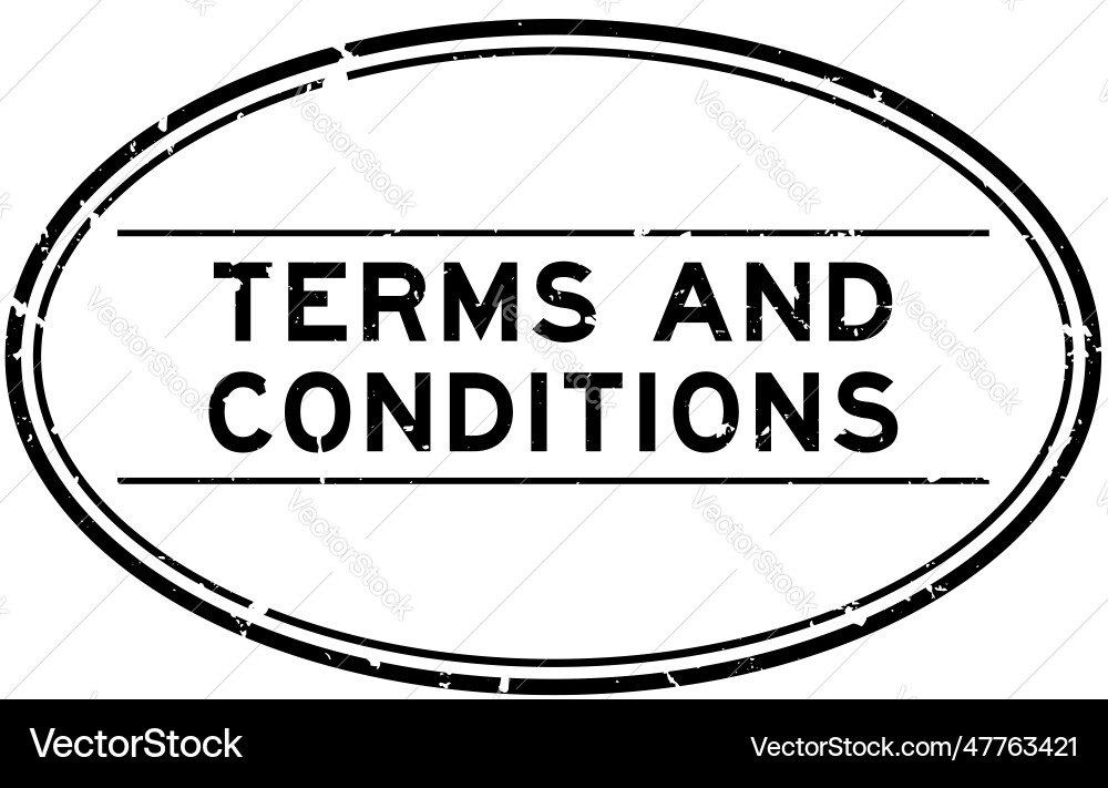 Grunge black terms and conditions word oval Vector Image