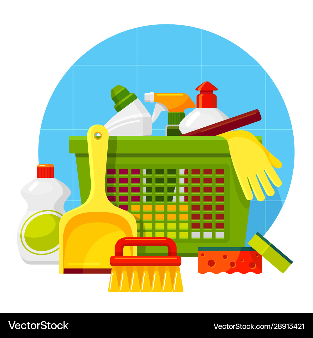 Household cleaning washing products flat Vector Image