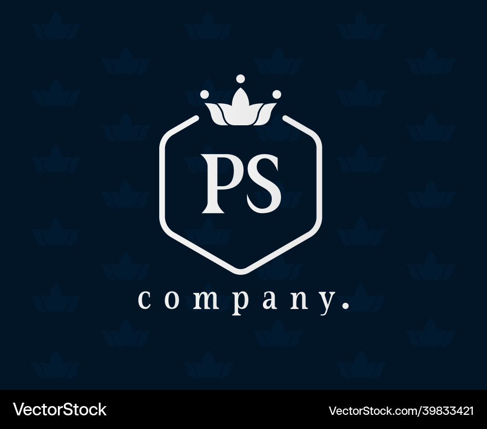 Letter ps p s luxury royal monogram logo design Vector Image