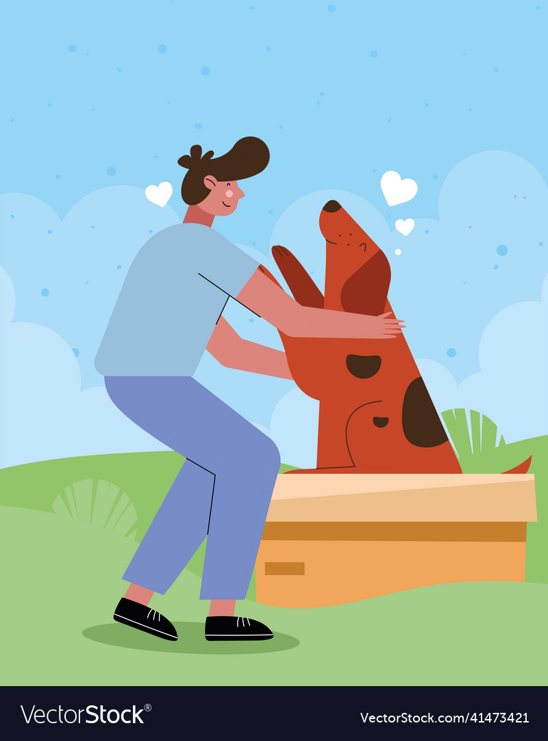 Man and dog Royalty Free Vector Image - VectorStock