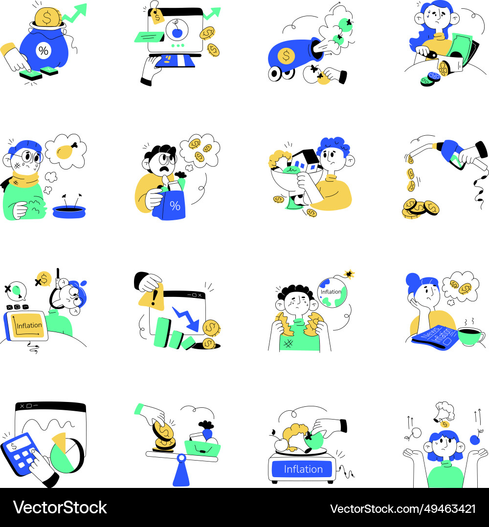 Modern hand drawn set of inflation Royalty Free Vector Image