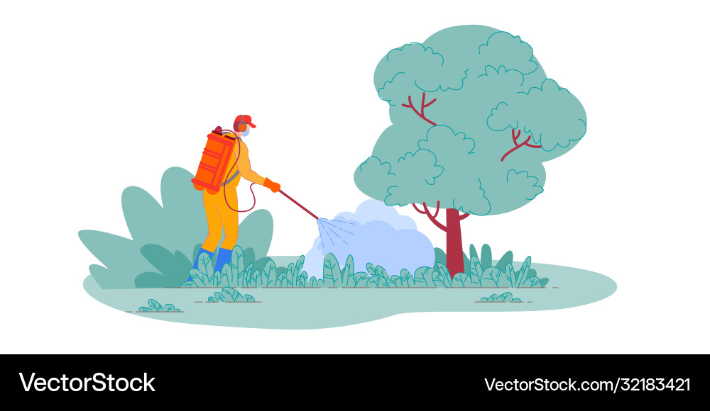 Pesticide spraying isolated farmer Royalty Free Vector Image
