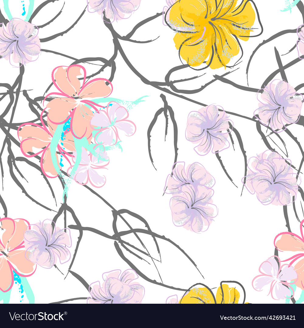 Pink flowers blooming pattern pastel watercolor Vector Image