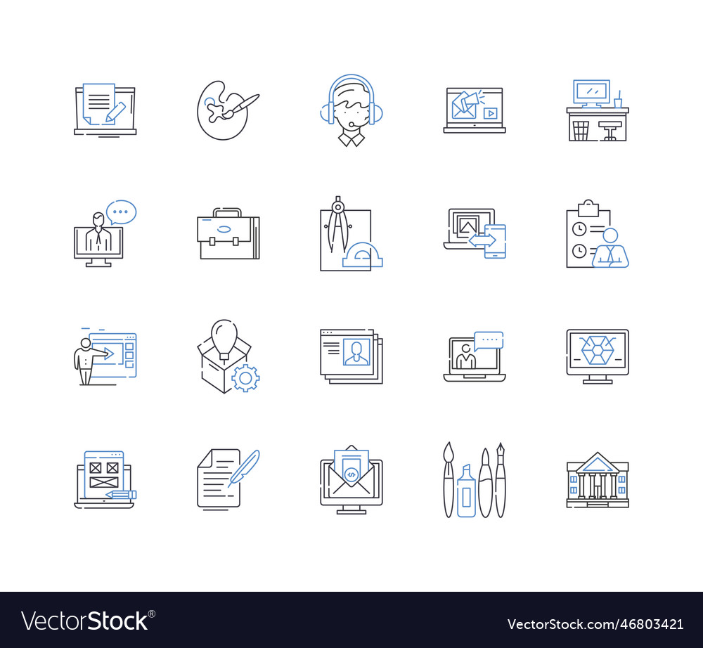 Project roadmap line icons collection planning Vector Image