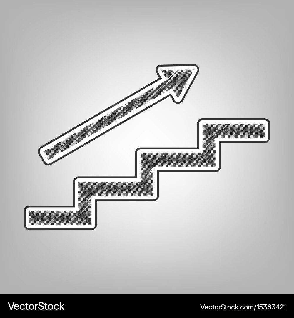 Stair with arrow pencil sketch imitation Vector Image