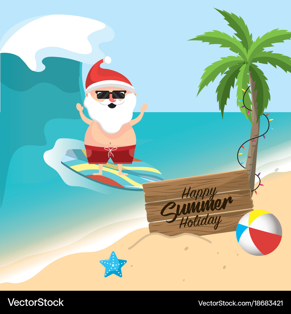 Summer holiday vacation with santa claus Vector Image