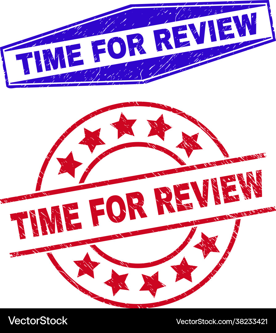 Time for review corroded stamps in circle and Vector Image