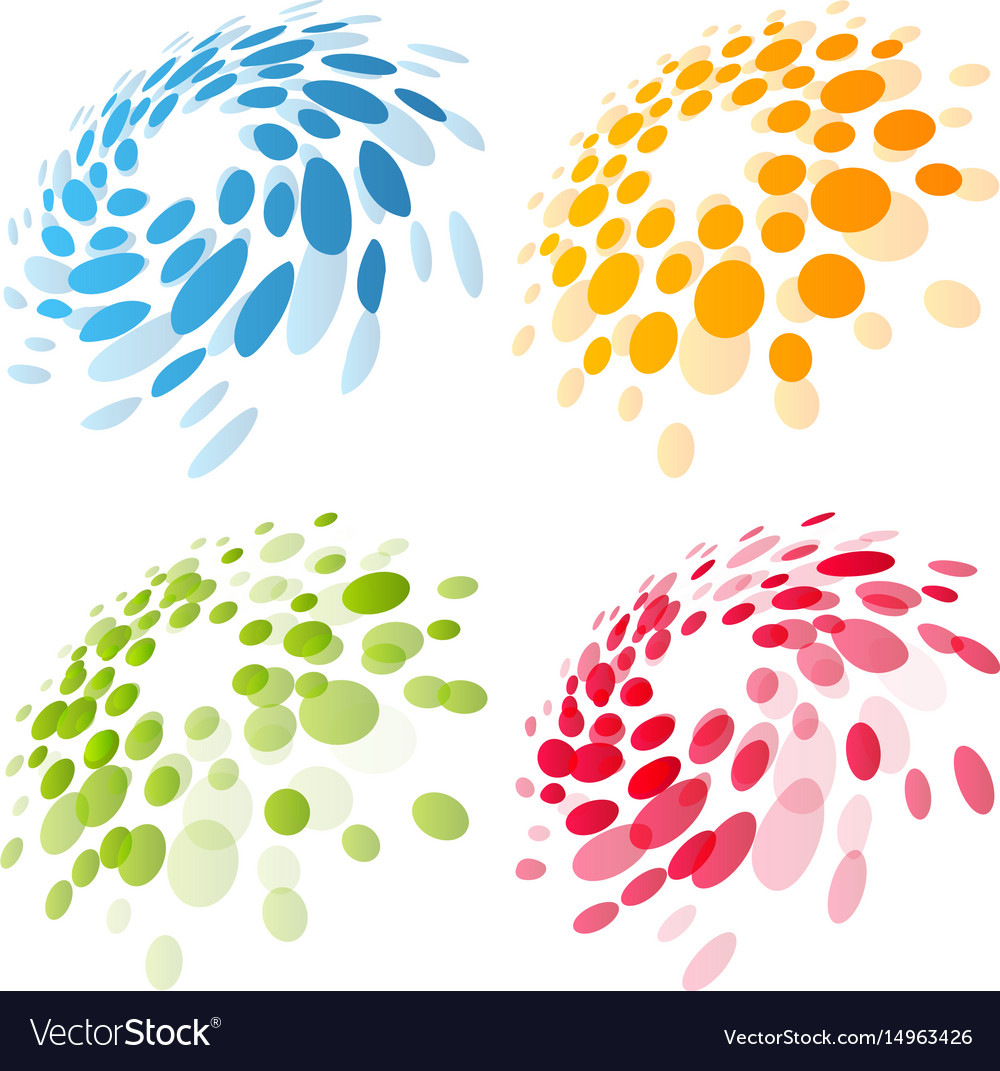 Abstract circle logotype set green blue orange Vector Image