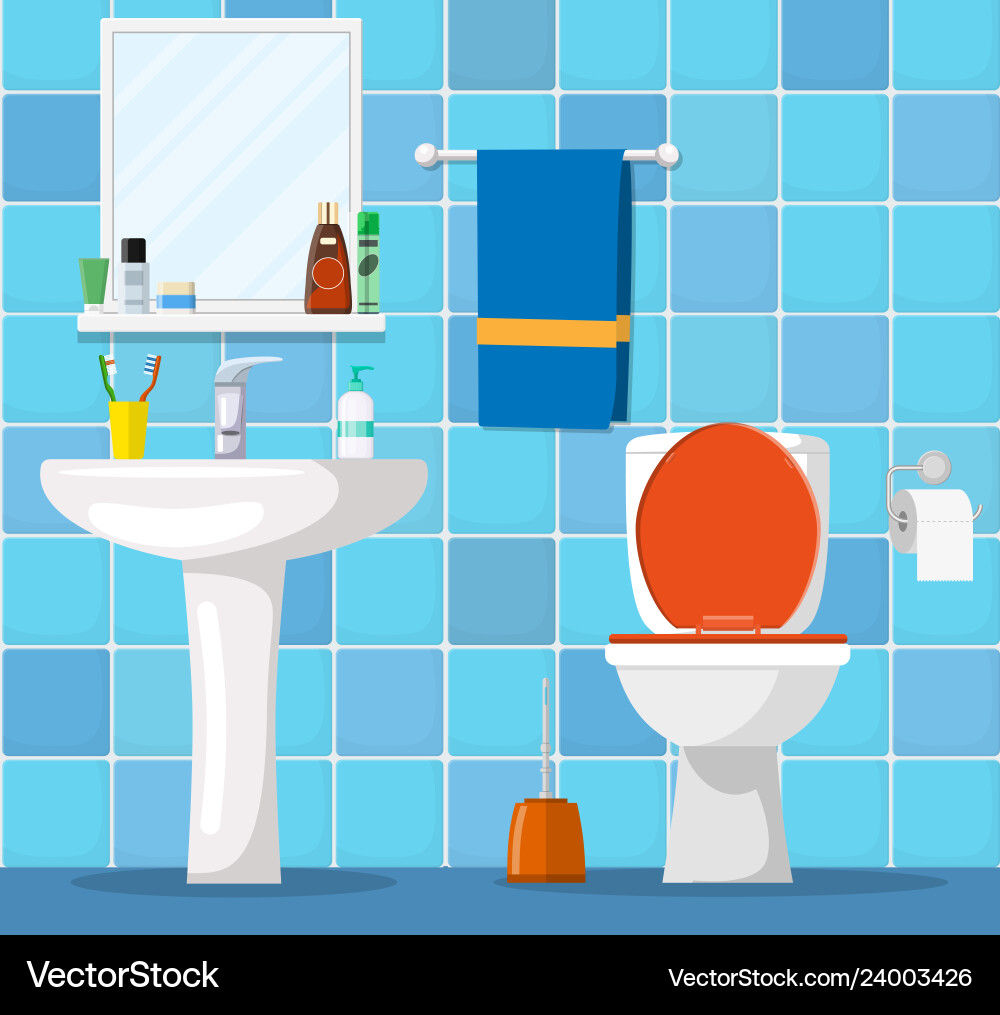 Bathroom interior with toilet bowl Royalty Free Vector Image