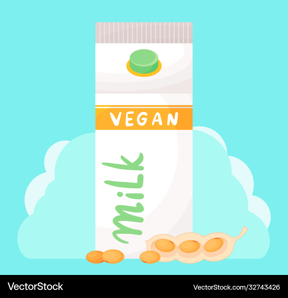 Carton packor or box with plastic cap vegan soy Vector Image