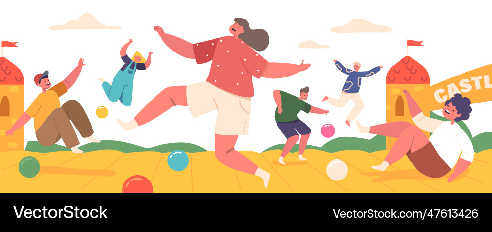 Children enjoying themselves on inflatable Vector Image