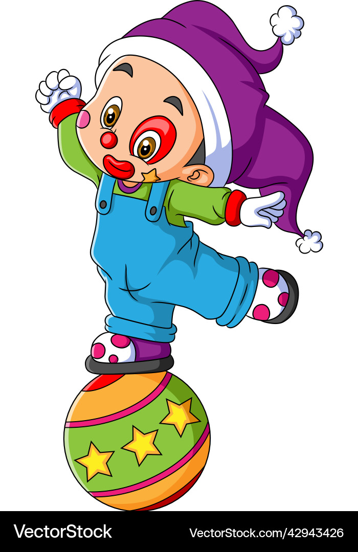 Clown boy is playing the circus ball Royalty Free Vector