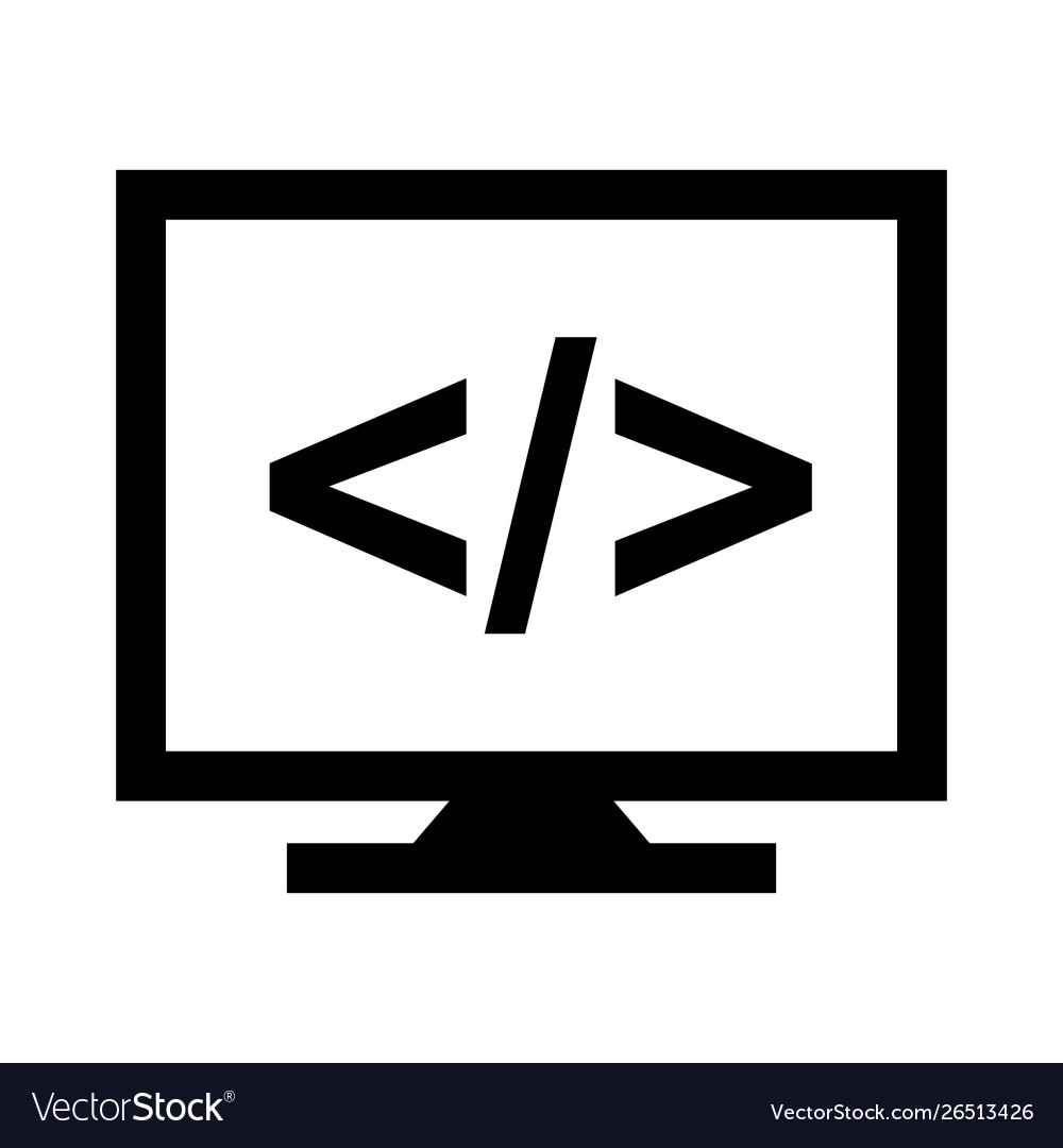 Coding on screen glyph black icon Royalty Free Vector Image