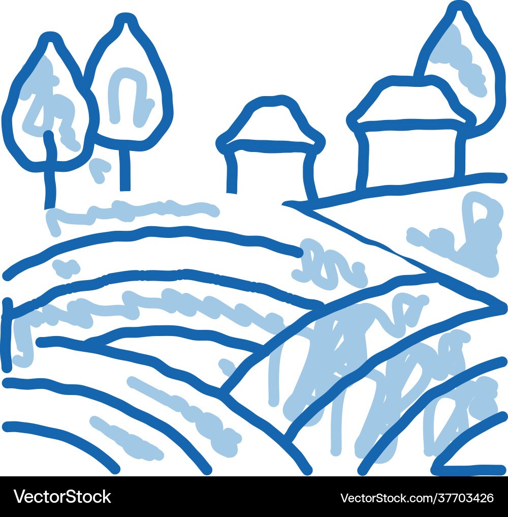 Farm road doodle icon hand drawn Royalty Free Vector Image