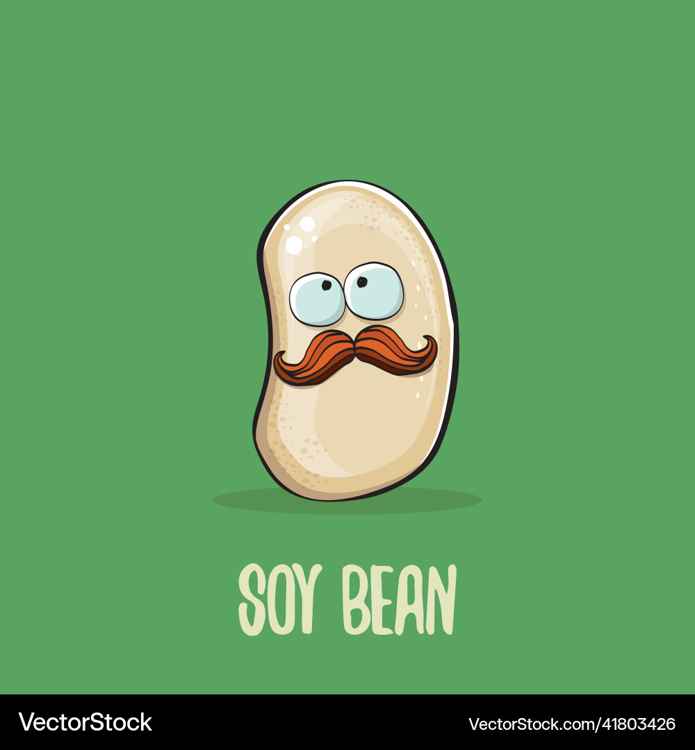 Funny cartoon cute soybean character Royalty Free Vector