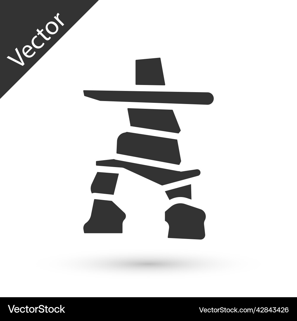 Grey inukshuk icon isolated on white background Vector Image