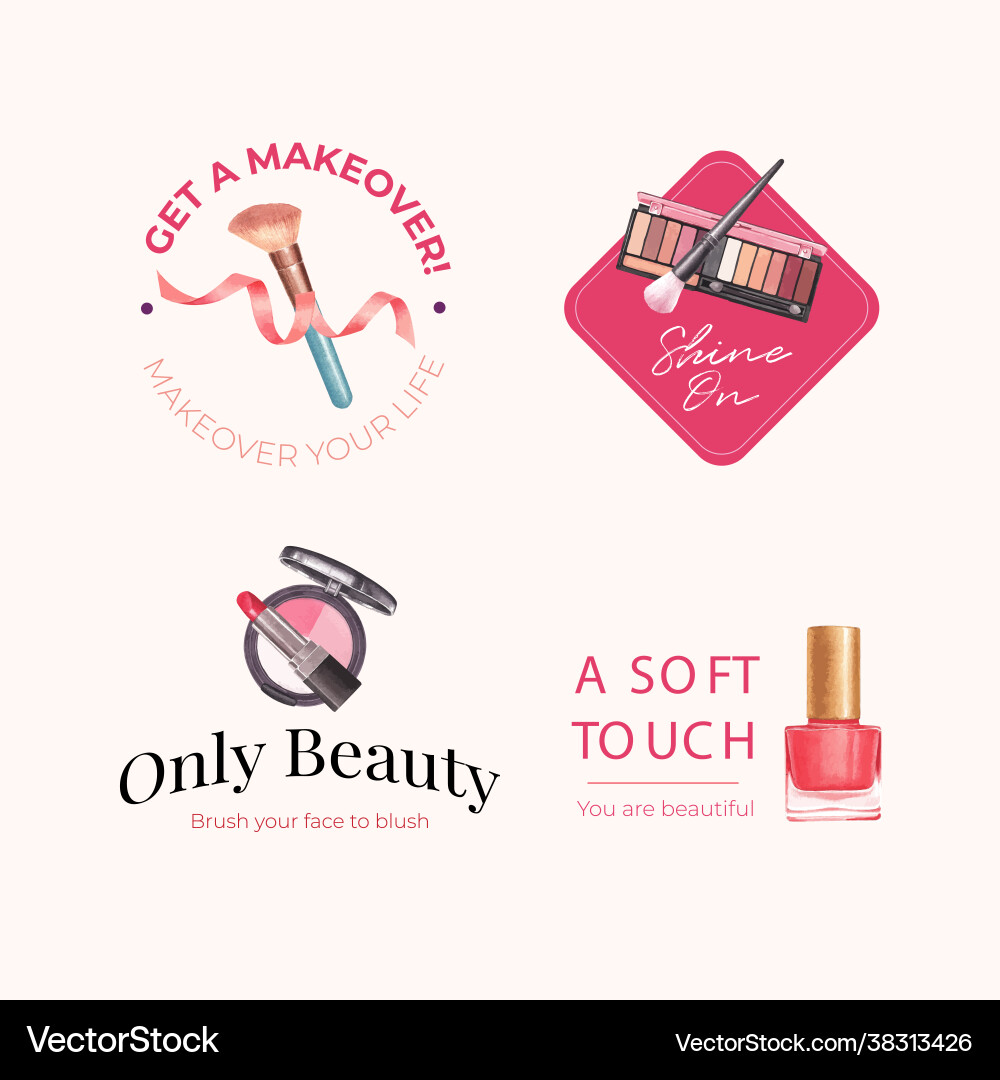 Logo design with makeup concept for branding Vector Image