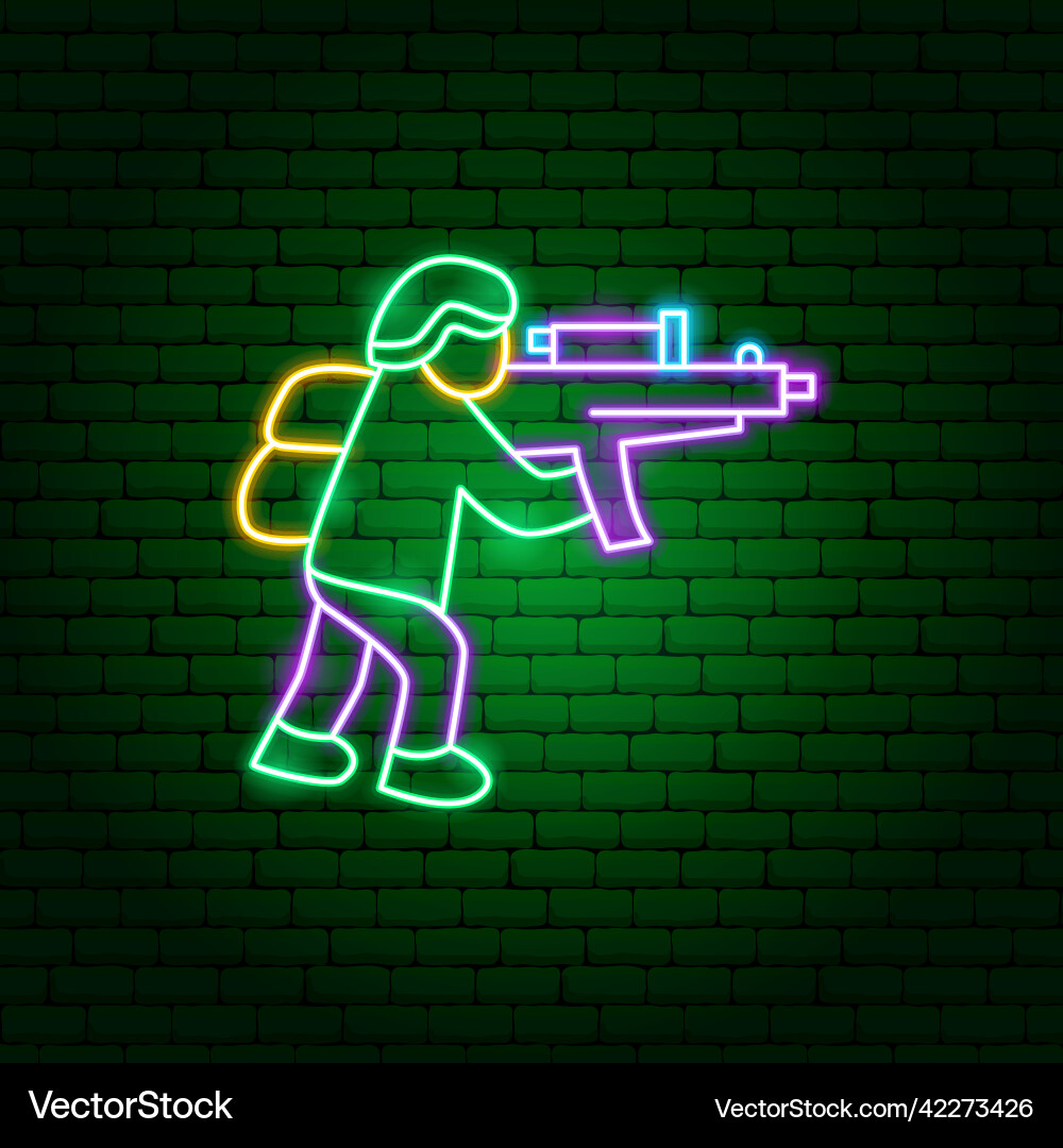 Military soldier neon sign Royalty Free Vector Image