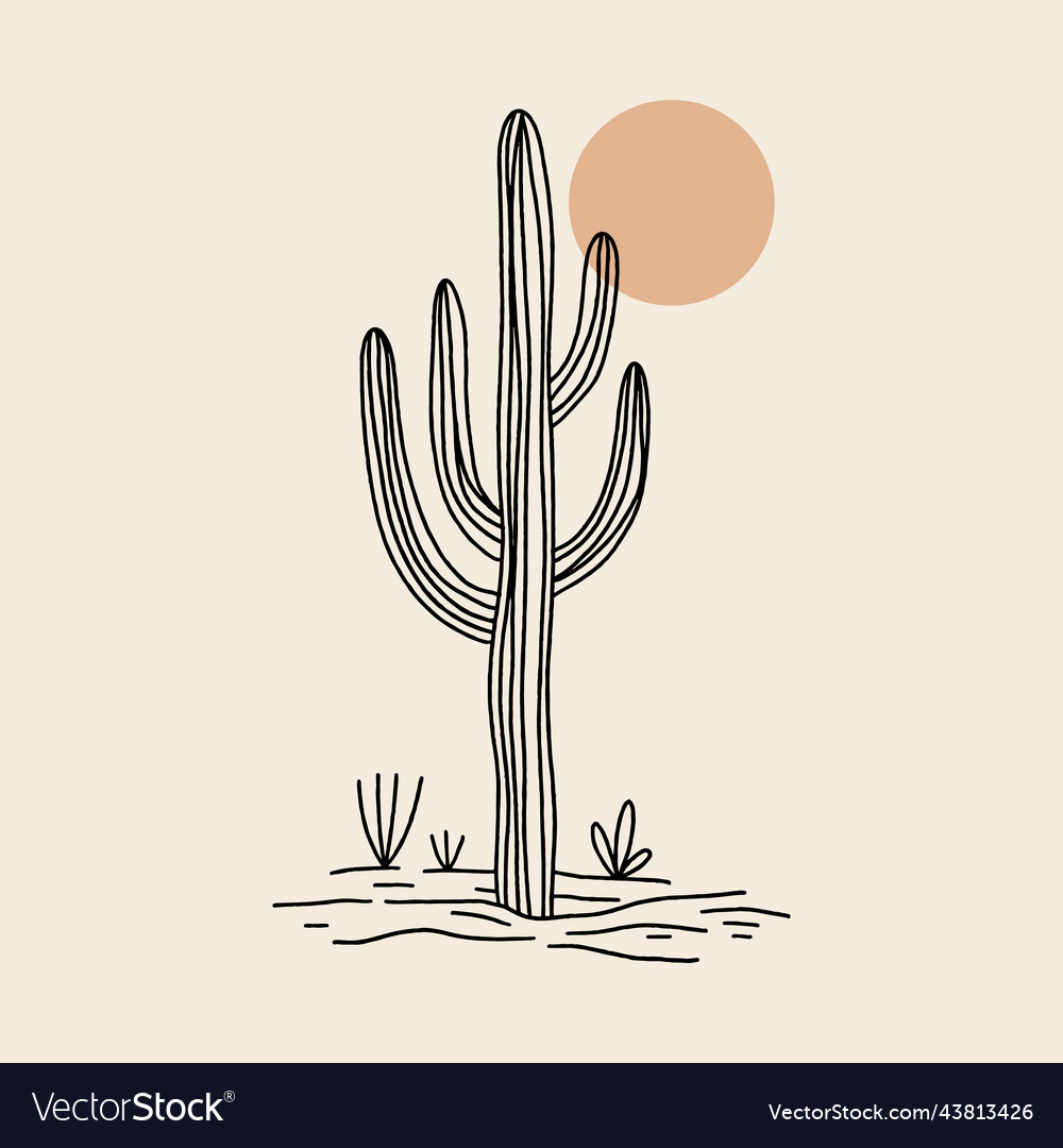 Modern Abstract Wild Cactus Silhouette Royalty Free Vector 