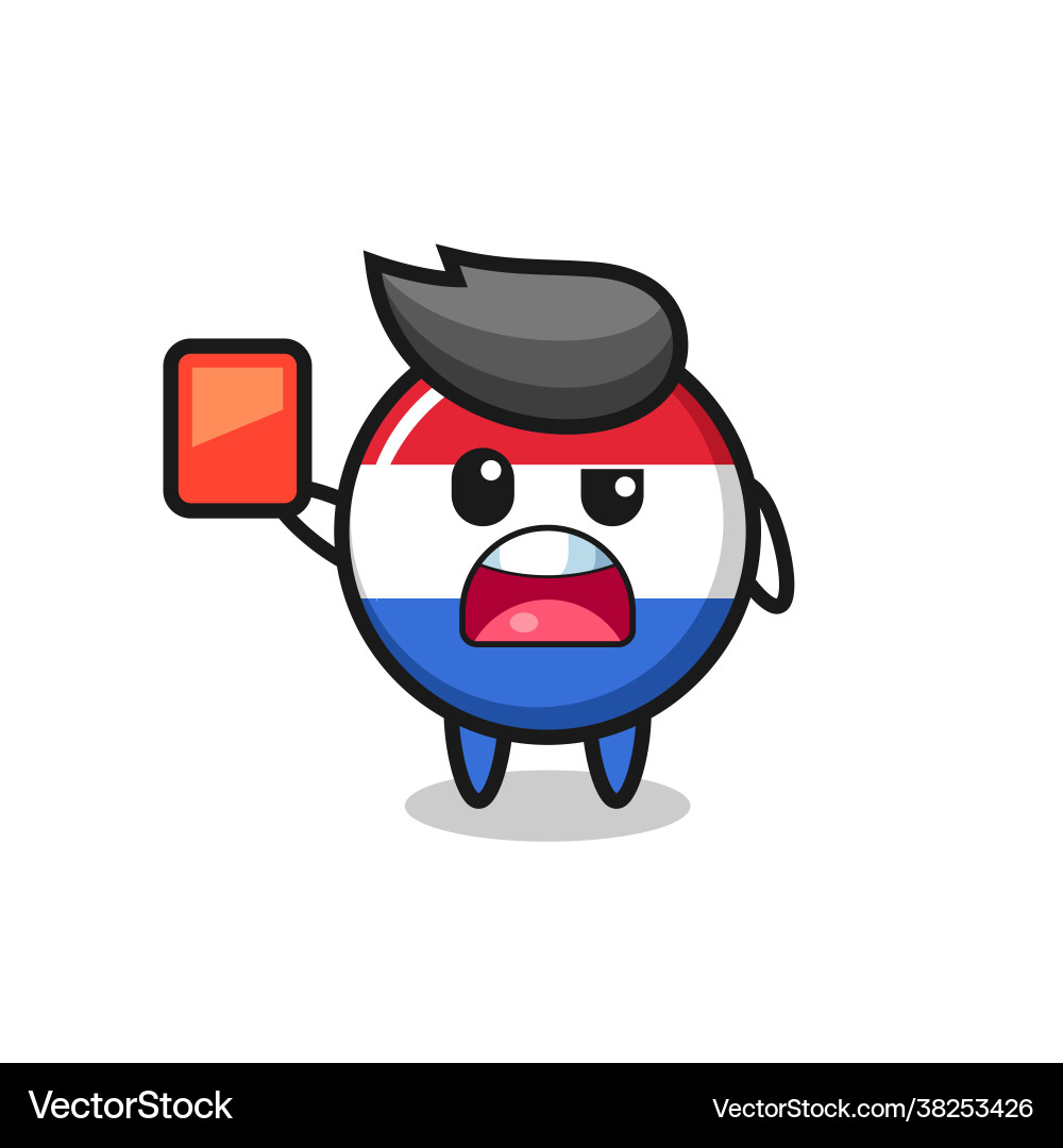 Netherlands flag badge cute mascot as referee Vector Image