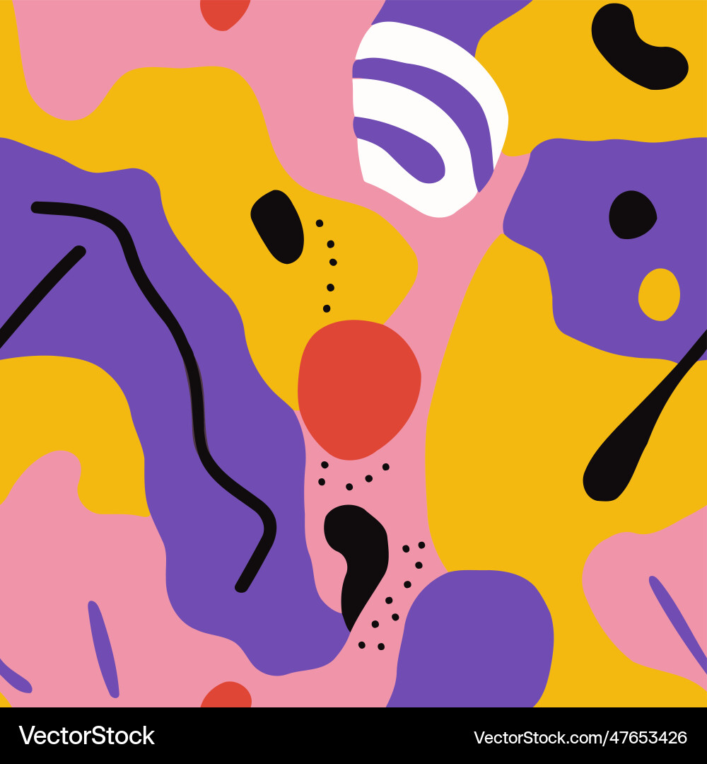 Seamless pattern with abstract shapes and spots Vector Image