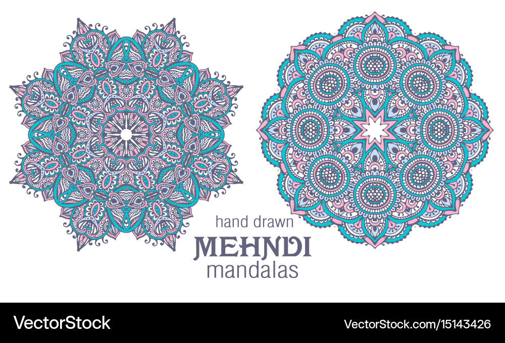 Set of two abstract round lace design Royalty Free Vector