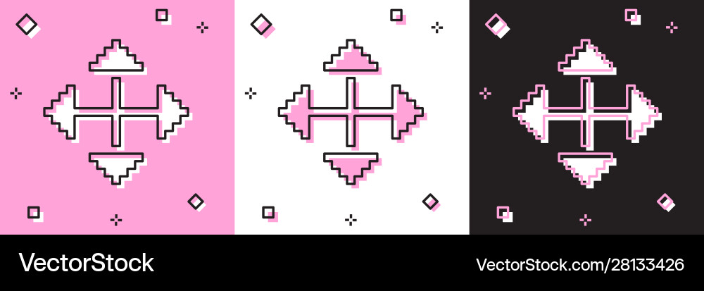 Set pixel arrows in four directions icon isolated Vector Image