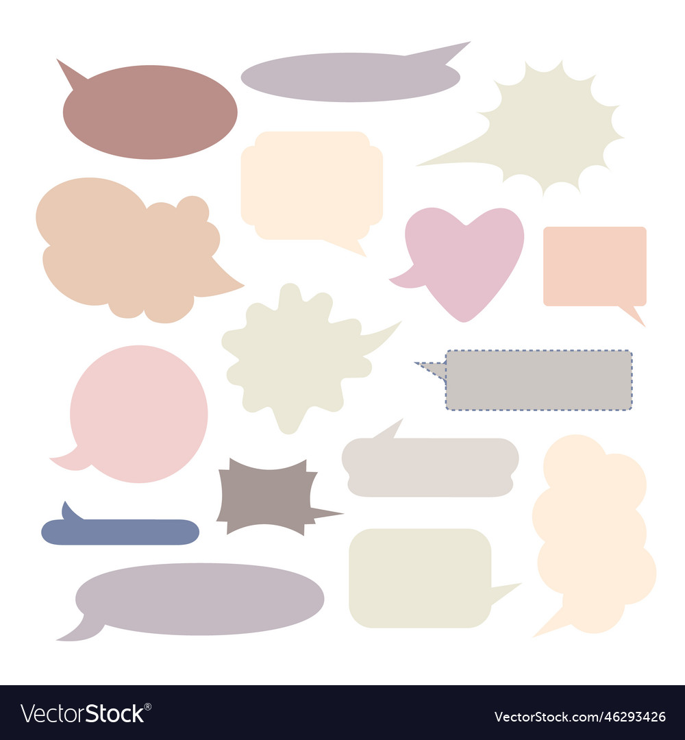 Speech bubble set pastel colored doodle Royalty Free Vector