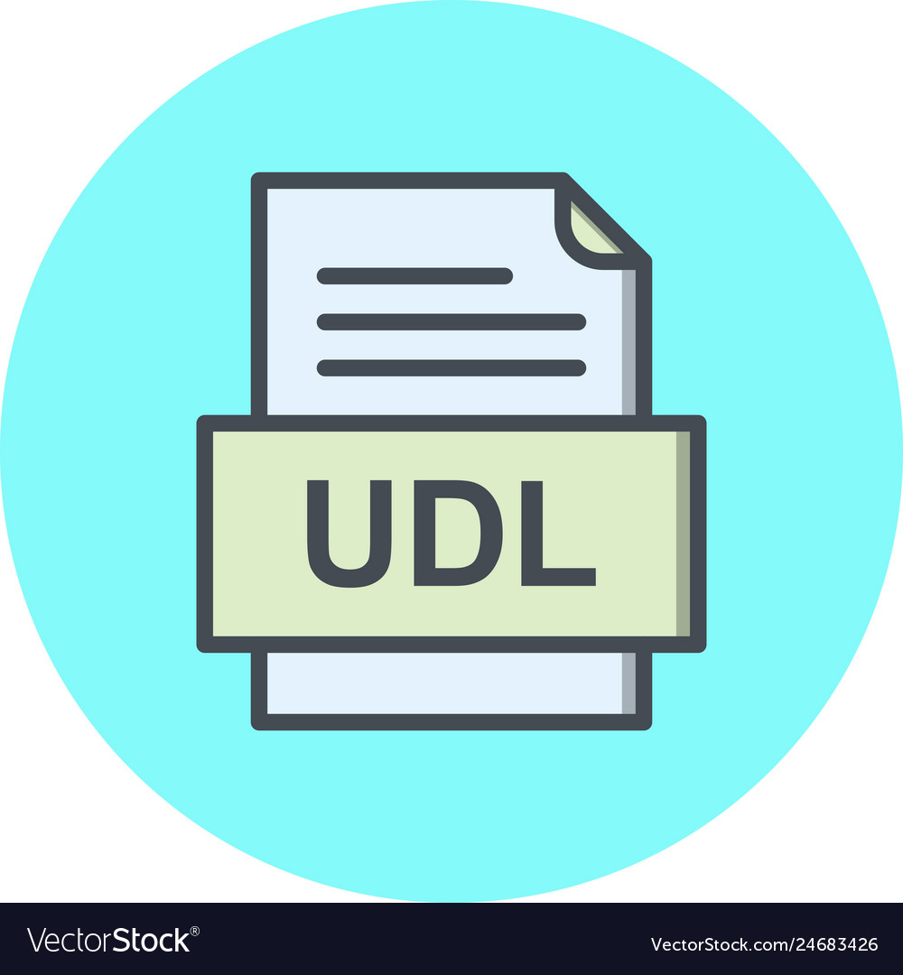 Udl file document icon Royalty Free Vector Image