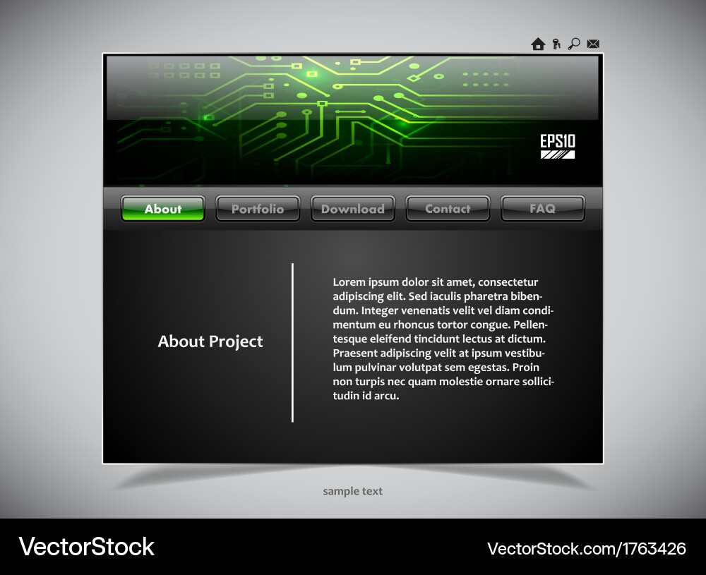 Website template in black and green colors Vector Image