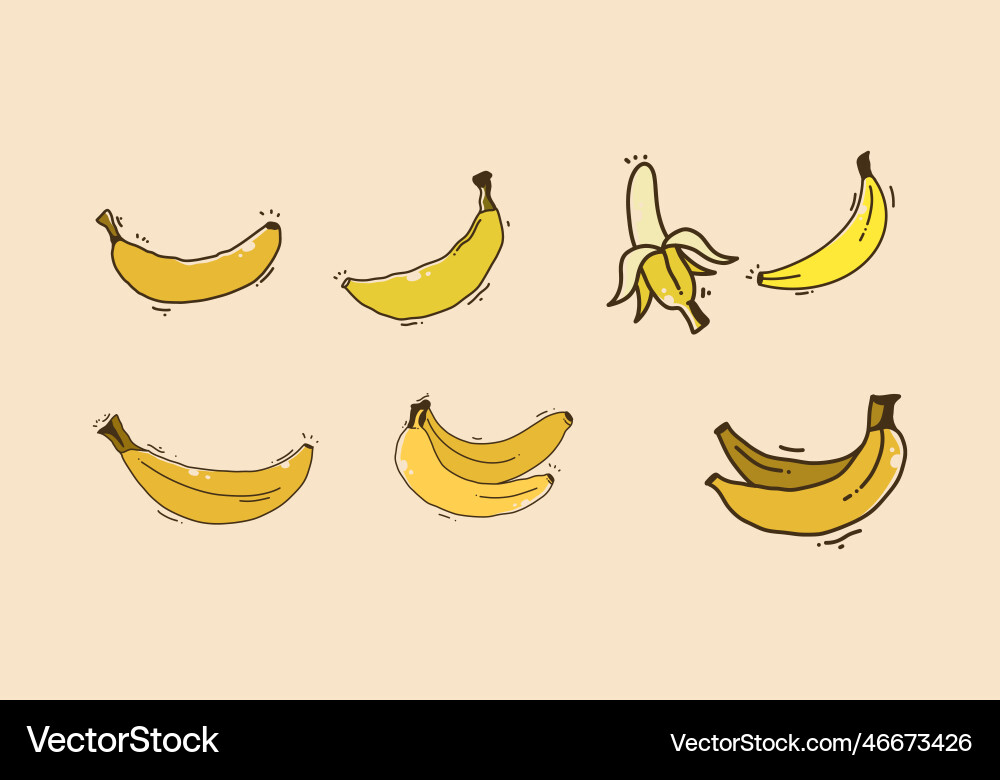 Yellow banana hand drawing design Royalty Free Vector Image