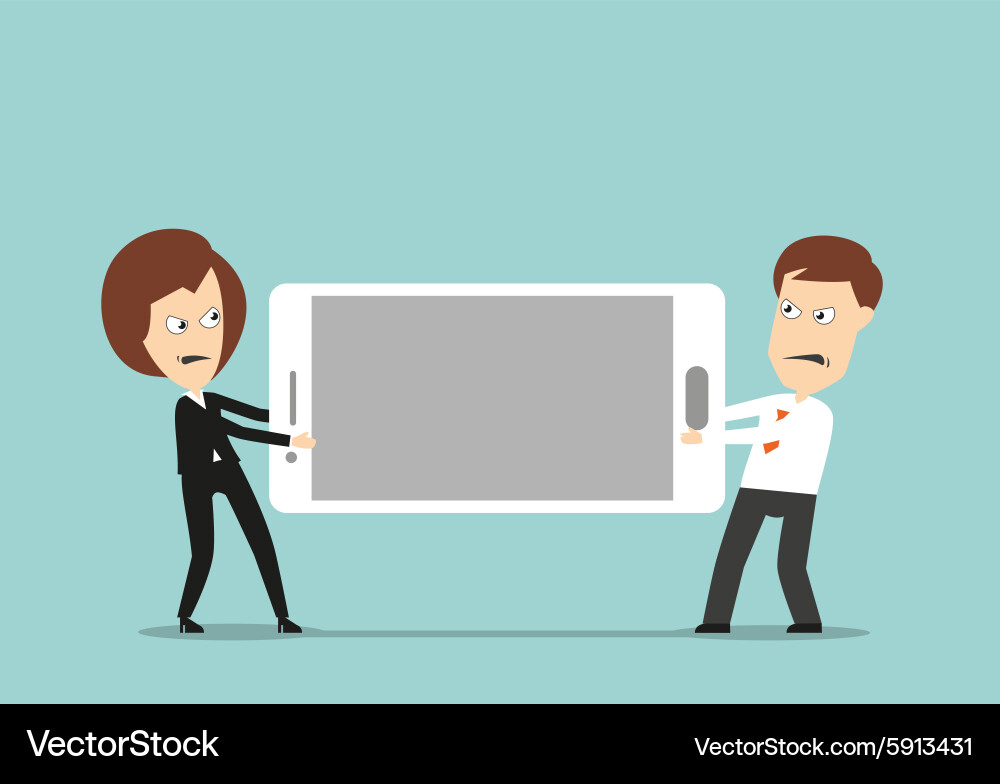 Business colleagues fighting over smartphone Vector Image