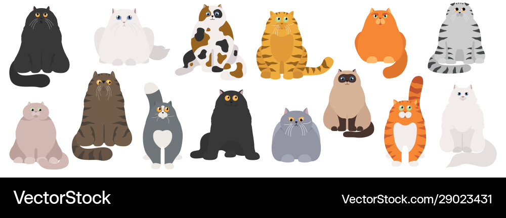 Cat poster cartoon characters collection Vector Image