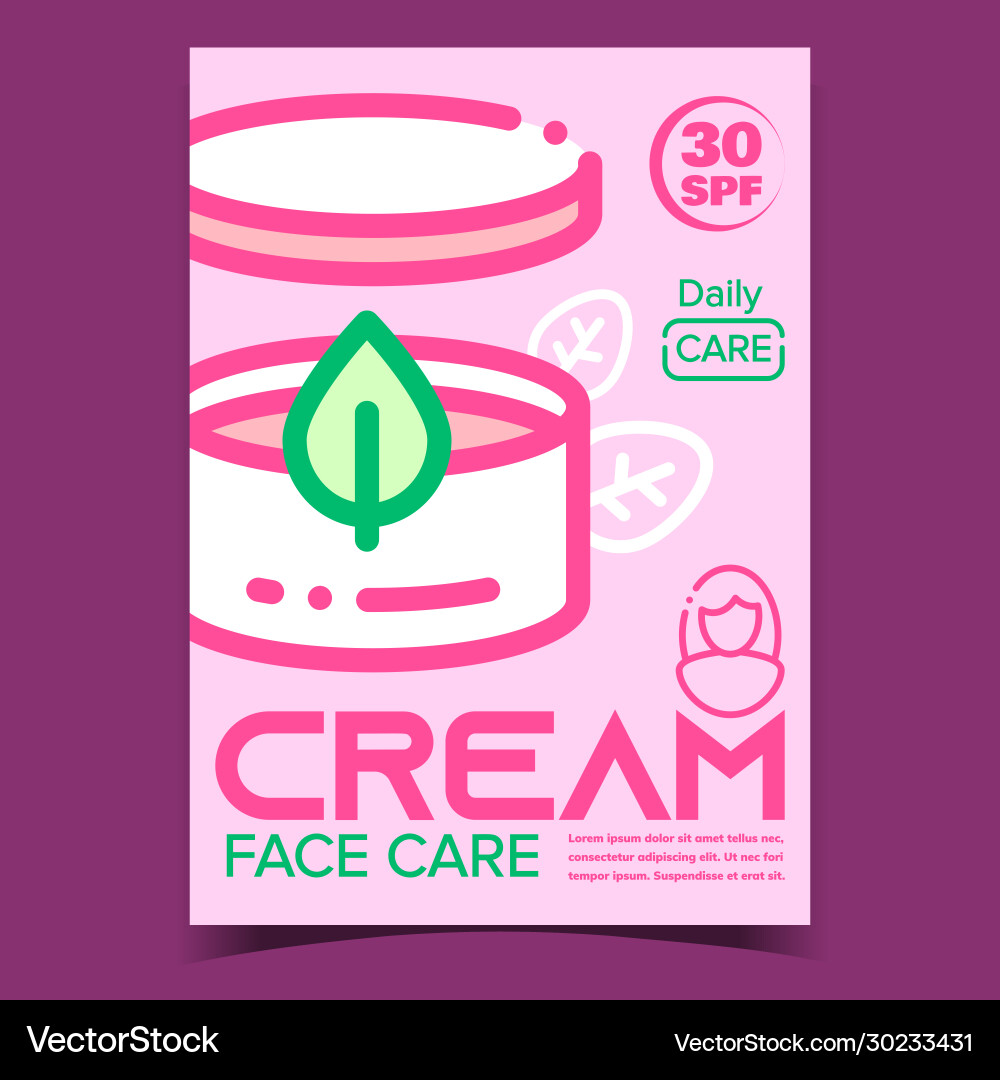 Face care cream creative advertising banner Vector Image