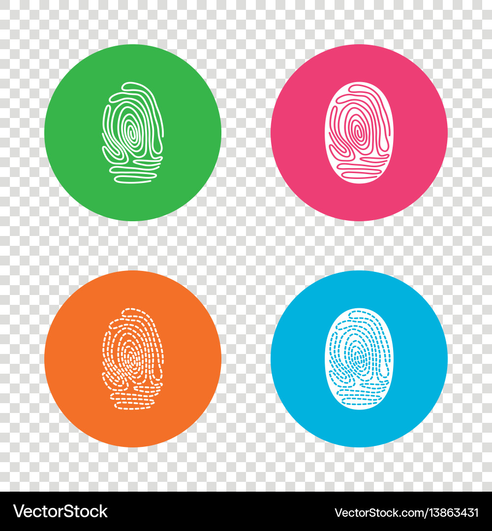 Fingerprint icons identification signs Royalty Free Vector