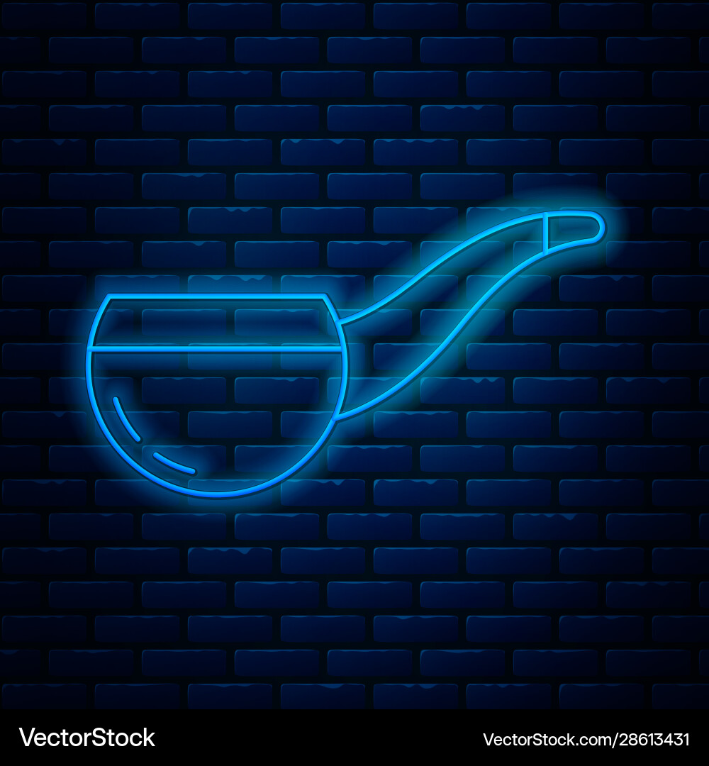 Glowing neon line smoking pipe with smoke icon Vector Image