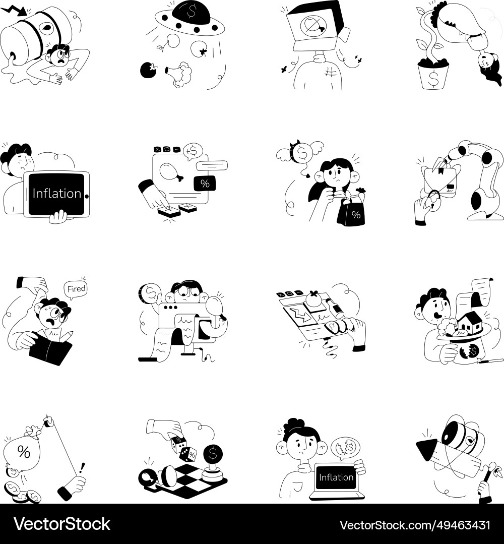 Inflation crisis trendy hand drawn Royalty Free Vector Image