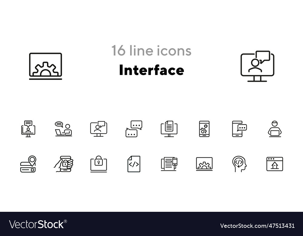 Interface line icon set Royalty Free Vector Image