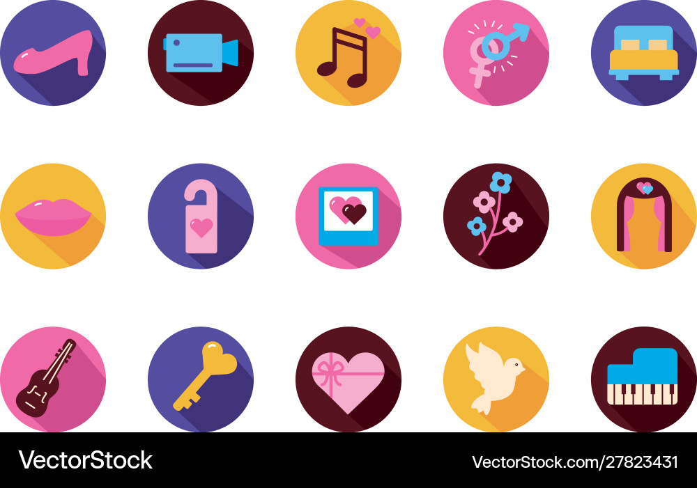 Isolated wedding and love block icon set Vector Image