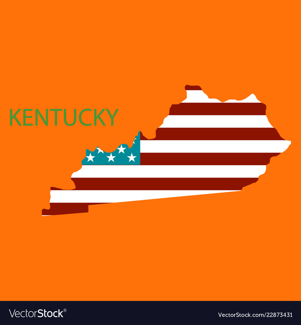 Kentucky state of america with map flag print Vector Image