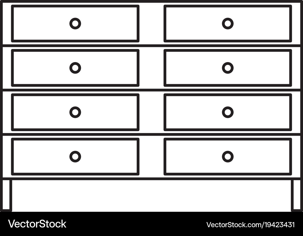 Line wood desk object with drawers design Vector Image