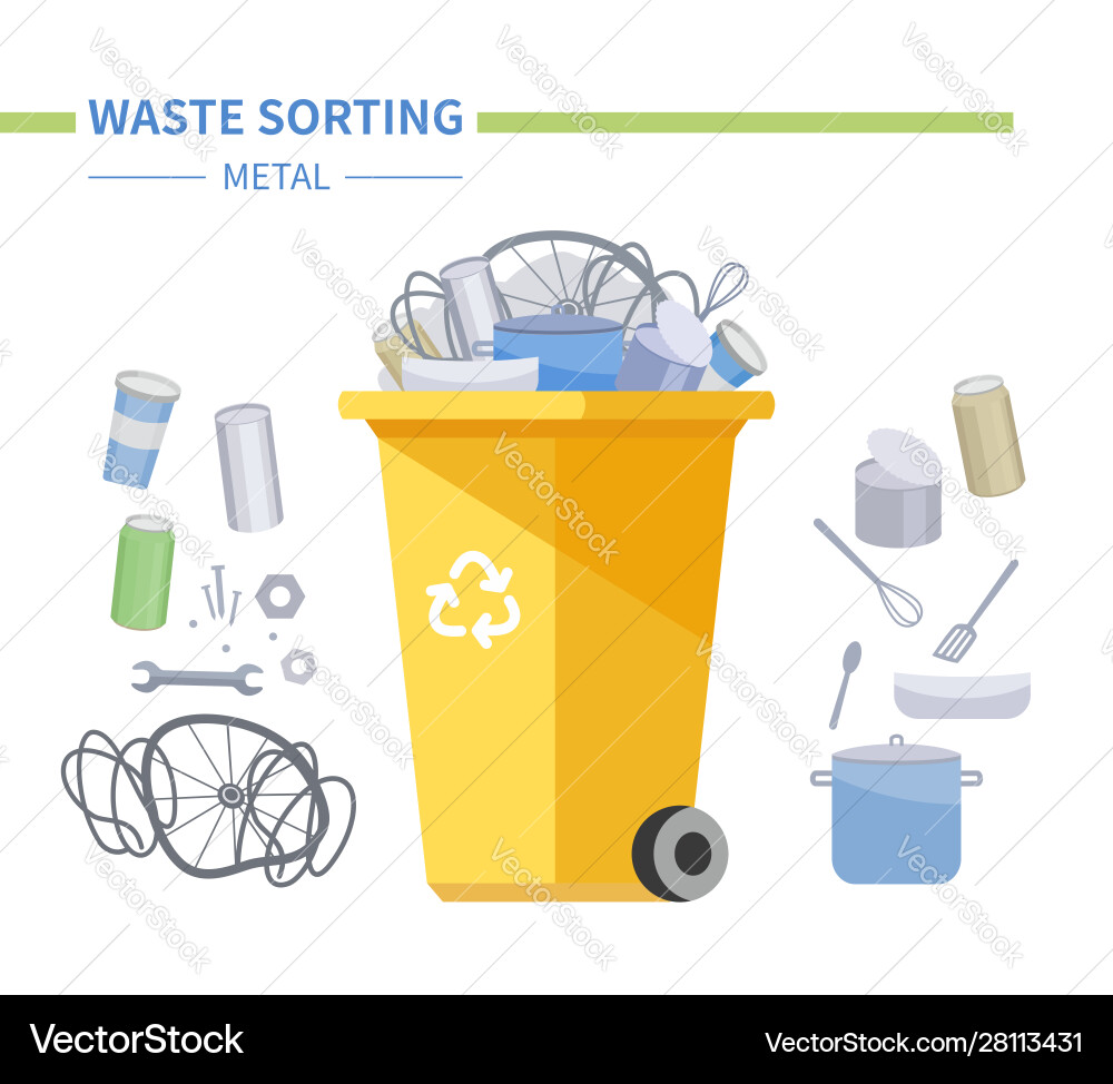 Metal waste recycling - modern flat design style Vector Image