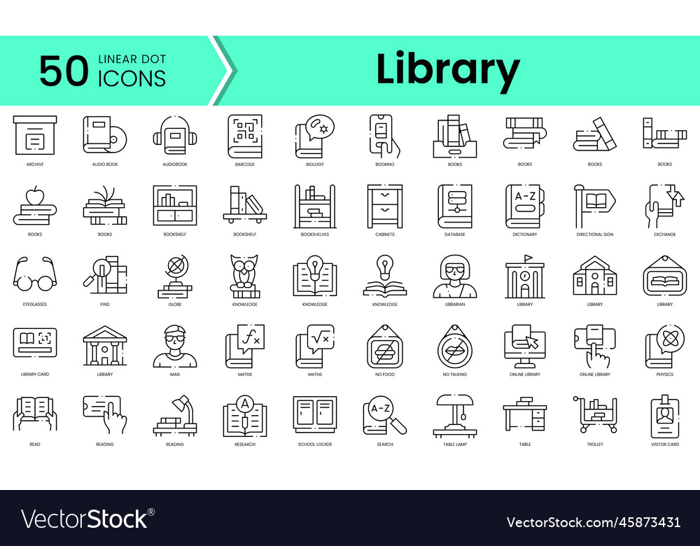 Set of library icons line art style bundle Vector Image